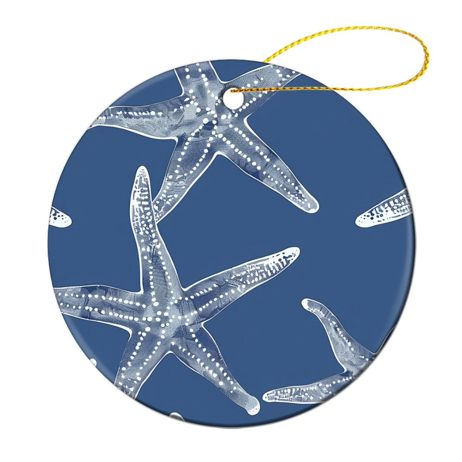 Ornament Starfish Navy Blue Beach 3" Ceramic Christmas Ornament Coastal ...
