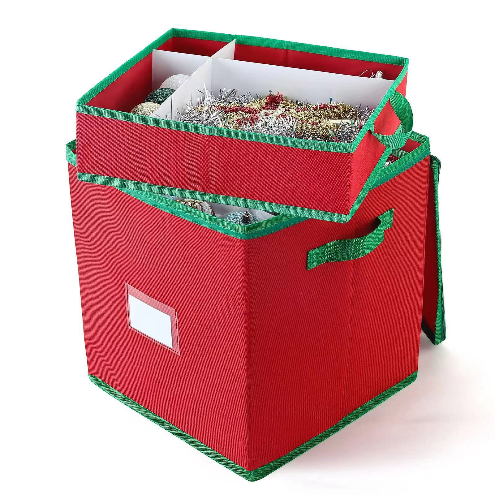 Ornament Storage Box Non Woven Red and Green Christmas Ball Storage Box ...