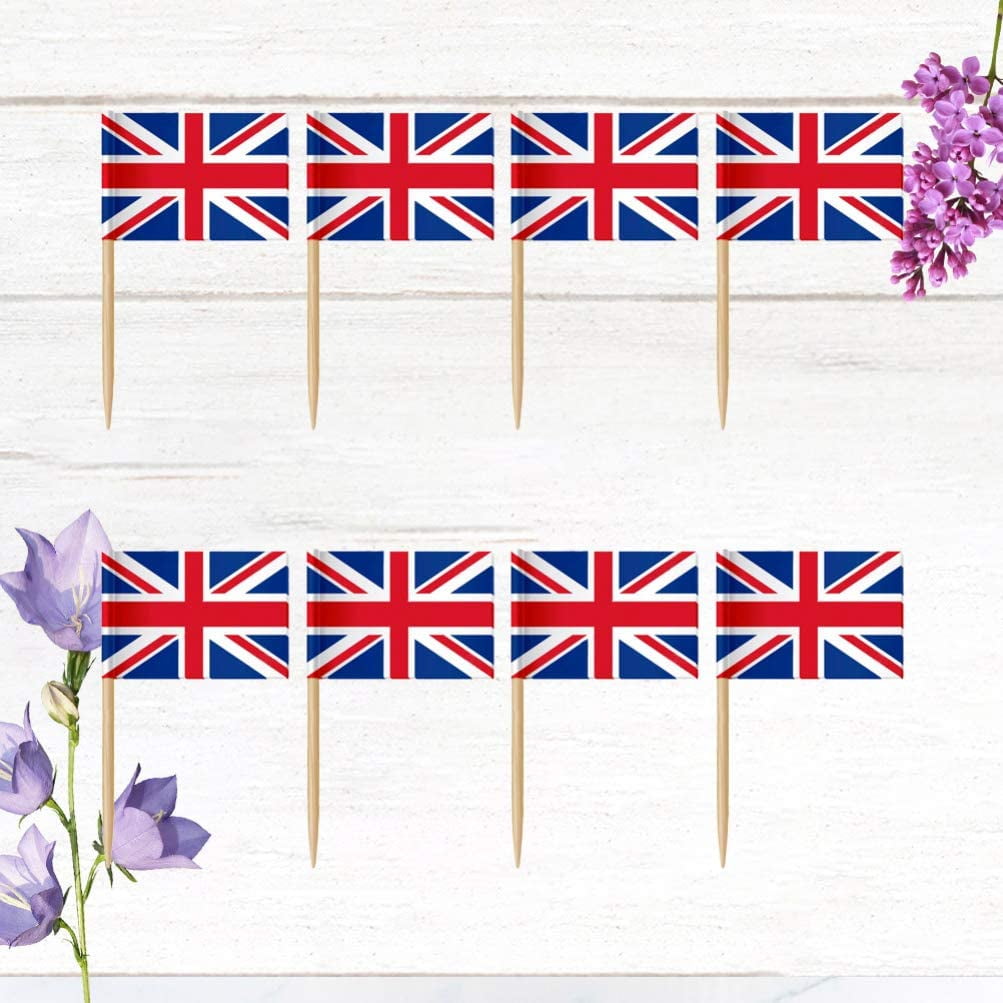 Ornament Toppers Cupcake Decorating 100pcs UK Flags Toothpicks Flag ...