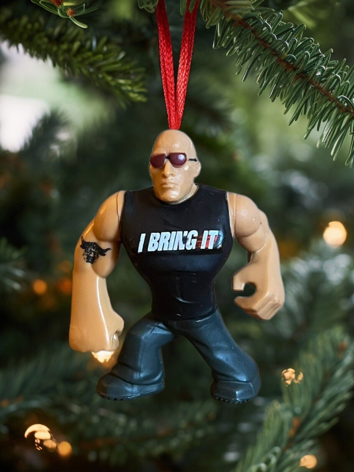 Ornament WWE Rumblers Mini Figure Mattel The Rock Figurine Dangler ...