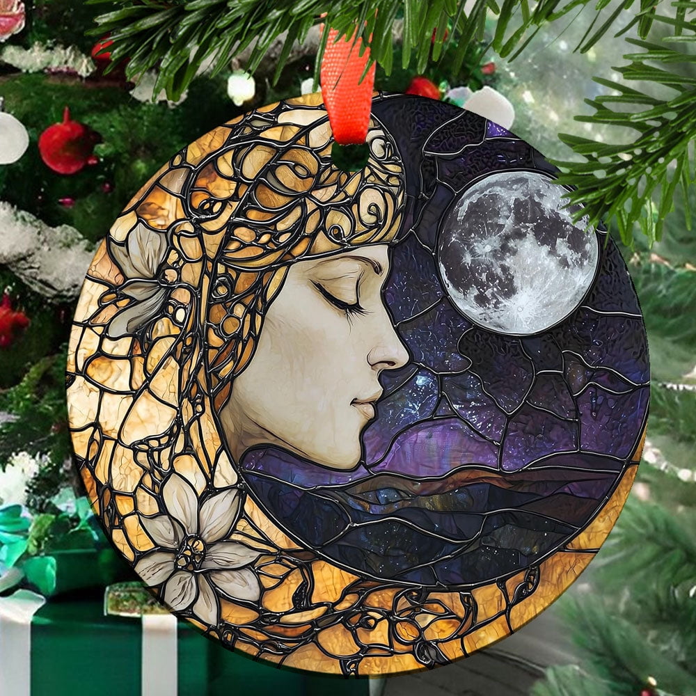 Ornament Window Hanging, Gentle Moon Goddess Suncatcher Diamond Glass ...
