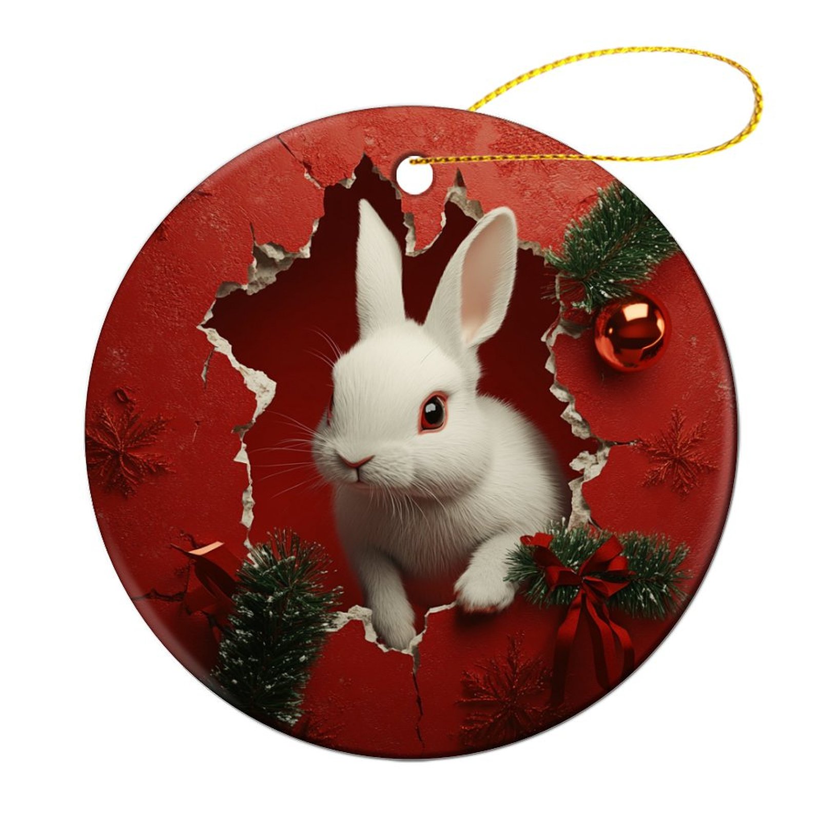 Ornament Xmas Holiday Decor 3" Circle Ceramic Ornament Christmas 3D ...