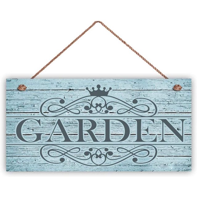 Ornamental Garden Sign Blue Distressed Wood Sign Garden Gate Sign ...