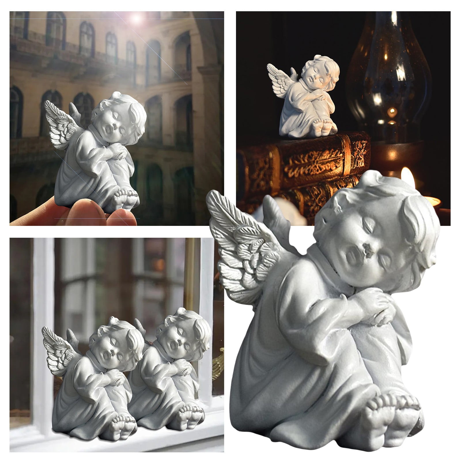 Hxoliqit Fairy Garden Angel White Resin Garden Statue Figurine, Home ...