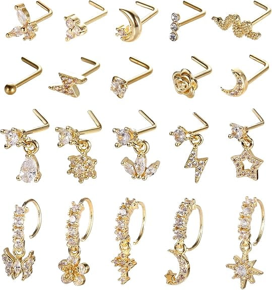 Ornaments Fashion L-Shaped Dangle Nose Rings, 20G Stainless Steel, 20 ...