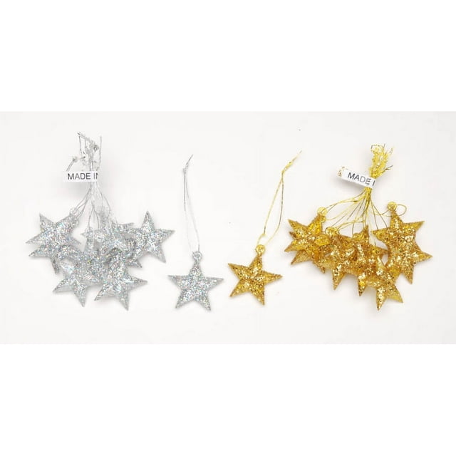 Ornaments Plastic Star Gold Laser Glitter 1 inches - Walmart.com