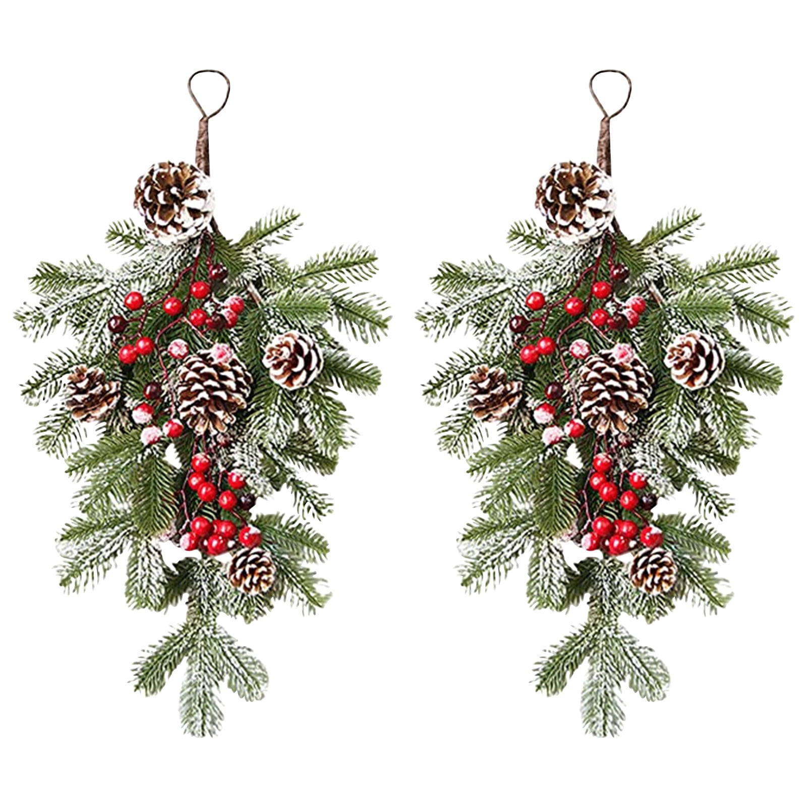 Ornaments Rattan Garland Red For Front Frosted Holiday Christmas Window ...