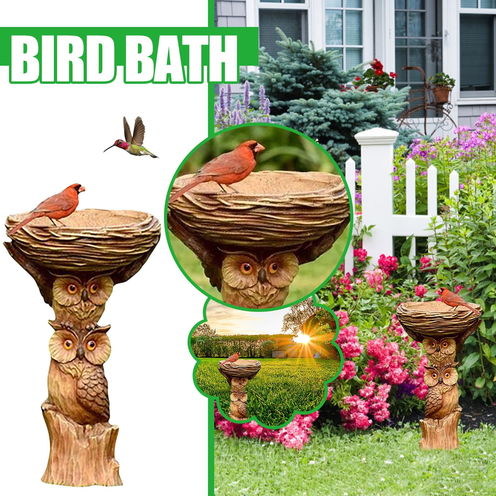 Hxoliqit Resin Polyresin Antique Garden Birdbath and Feeder - Walmart.com