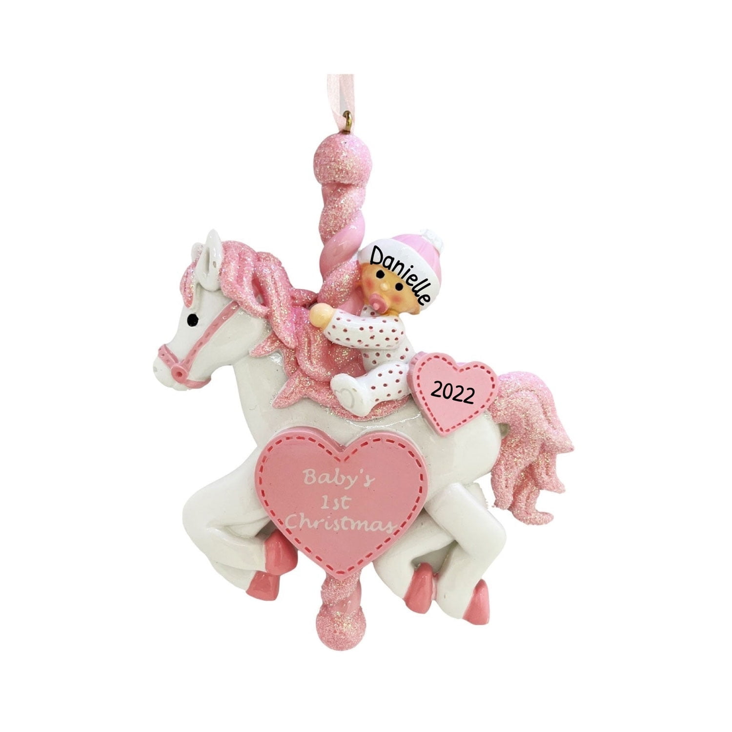 Ornaments by Elves Personalized Baby Girl Carousel First Christmas ...