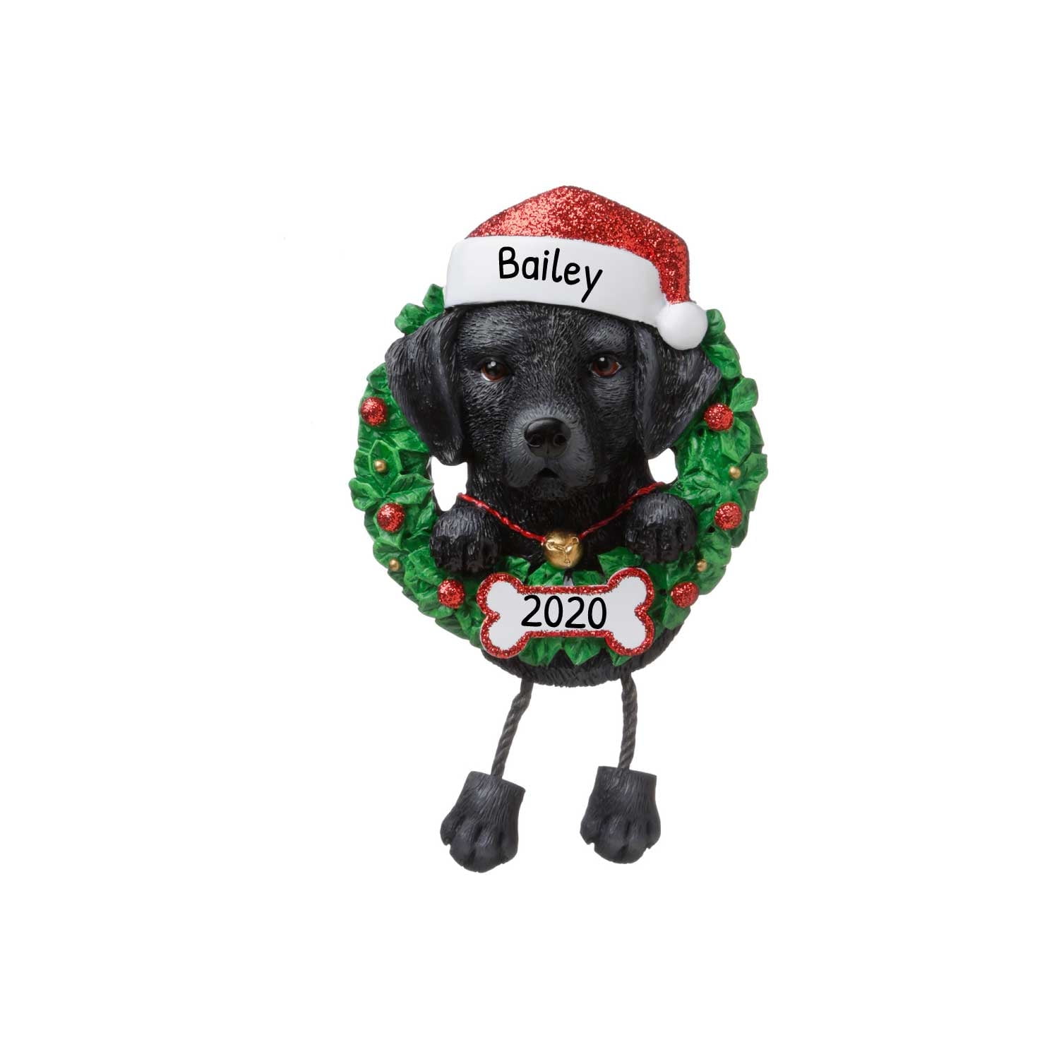 Personalized Black Labrador Christmas Tree Wreath Ornament 2024 1 Count ...