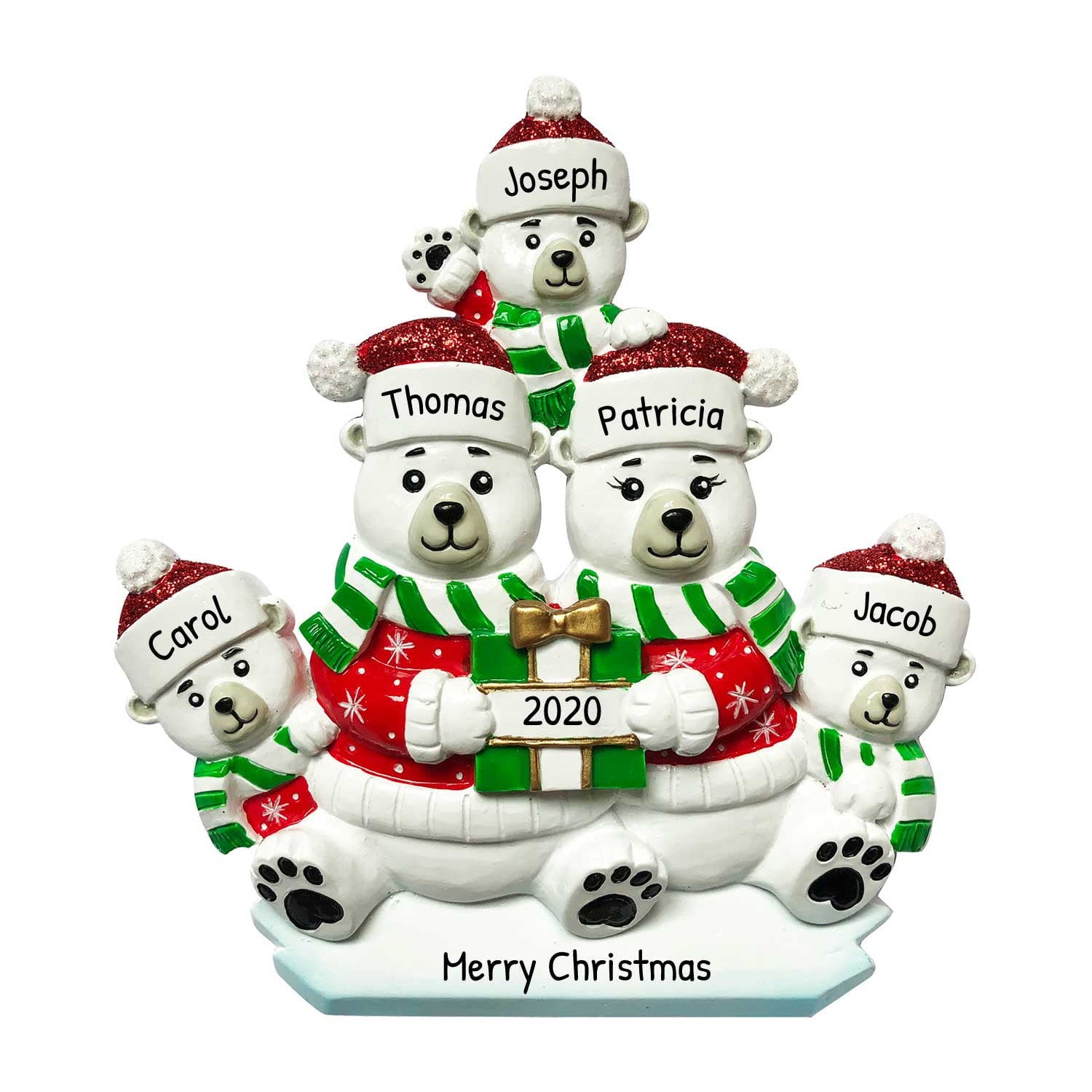 Ornaments by Elves Personalized Family of 5 Polar Bear Christmas ...