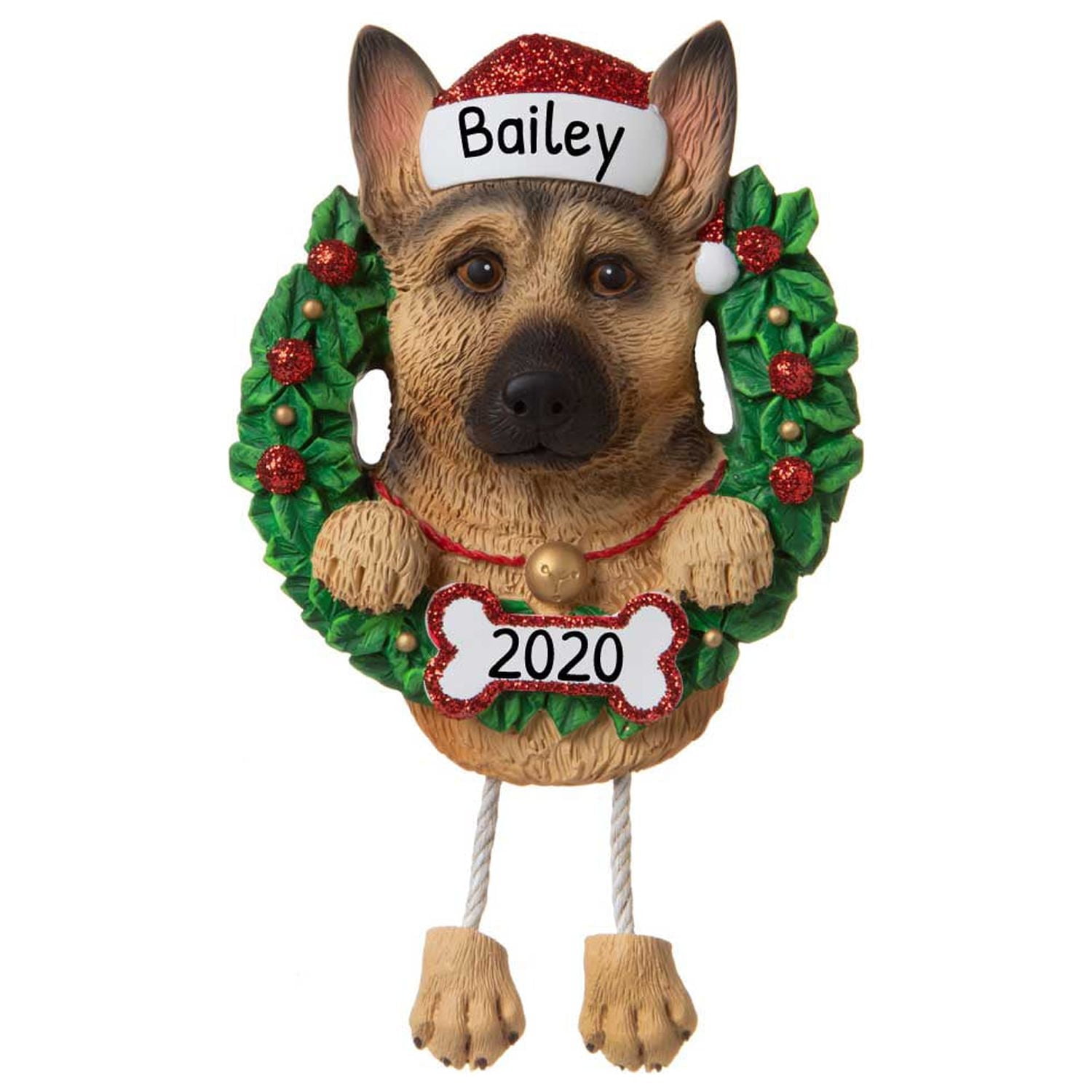 Ornaments by Elves Personalized German Shepherd Christmas Tree Wreath ...