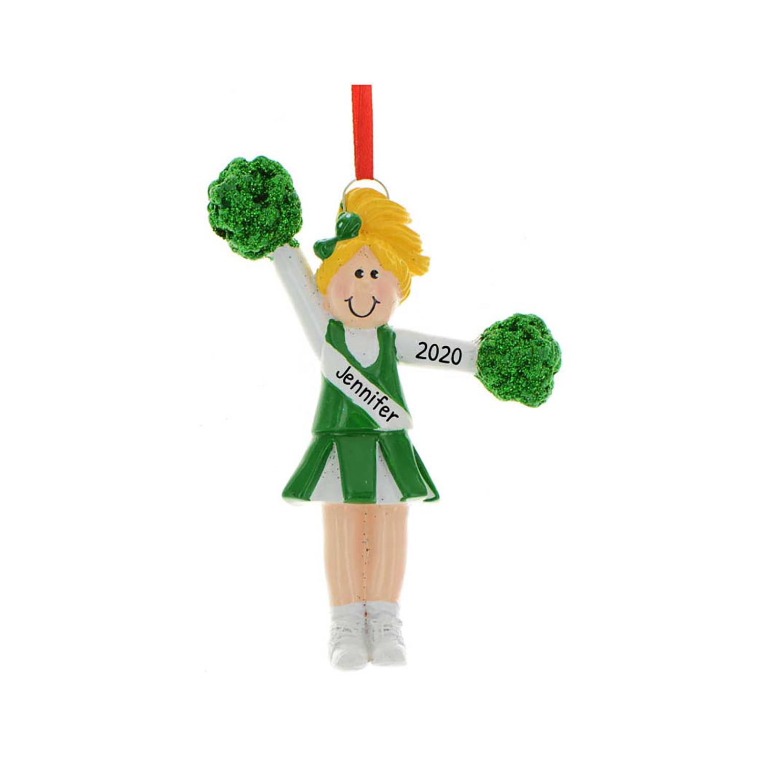 Ornaments by Elves Personalized Green Cheerleading Ornament Blonde ...