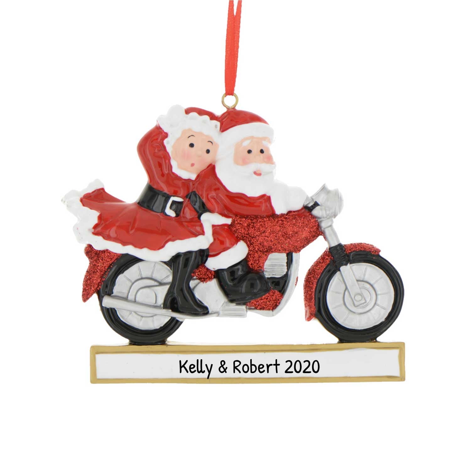 Ornaments by Elves Personalized Santa Couple in Motorcycle Christmas ...