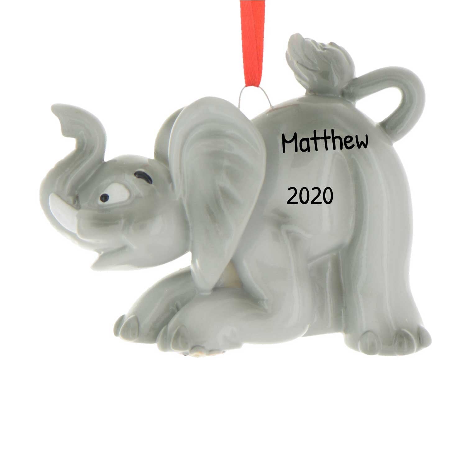Ornaments by Elves Personalized Sitting Elephant Christmas Ornament ...