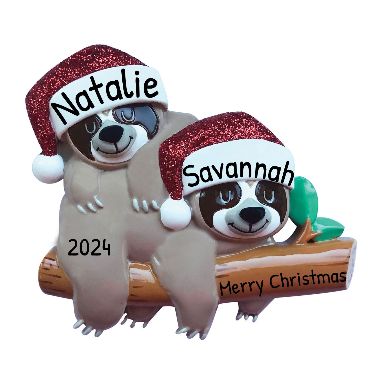Ornaments by Elves Personalized Sloth Couple in Santa Hat Christmas ...