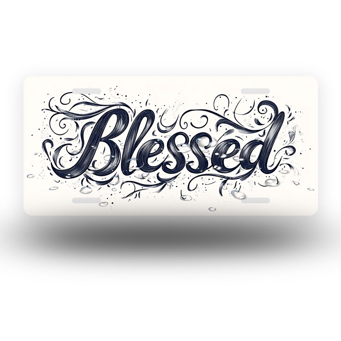 Ornate "Blessed" Calligraphy Front License Plate,Metal License Plate ...