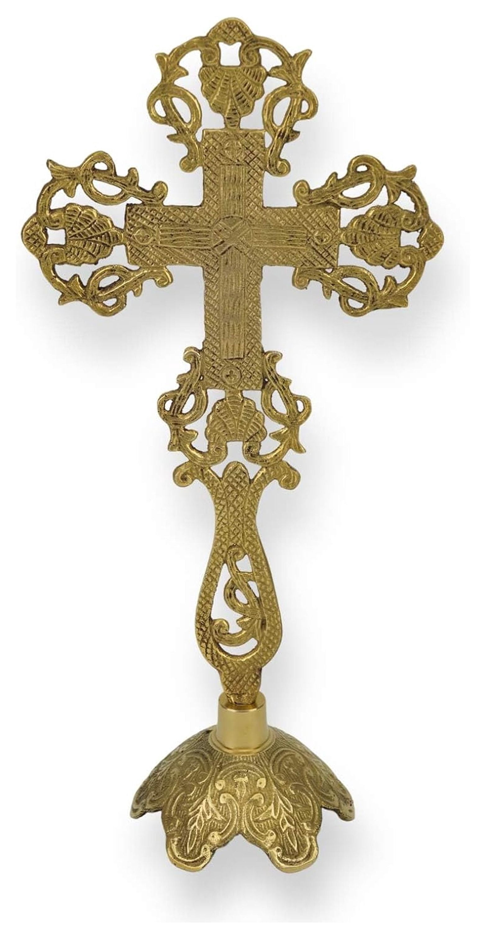 Ornate Brass Standing Cross - Church Liturgy, Home Altar, Prayer Corner ...