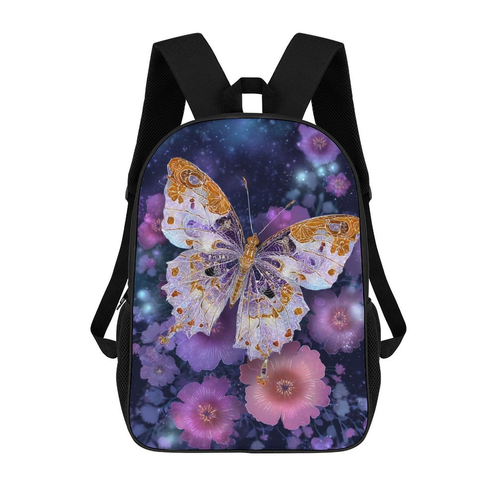 Ornate Butterfly Amidst Purple Flowers Stars Backpacks for Backpack for ...