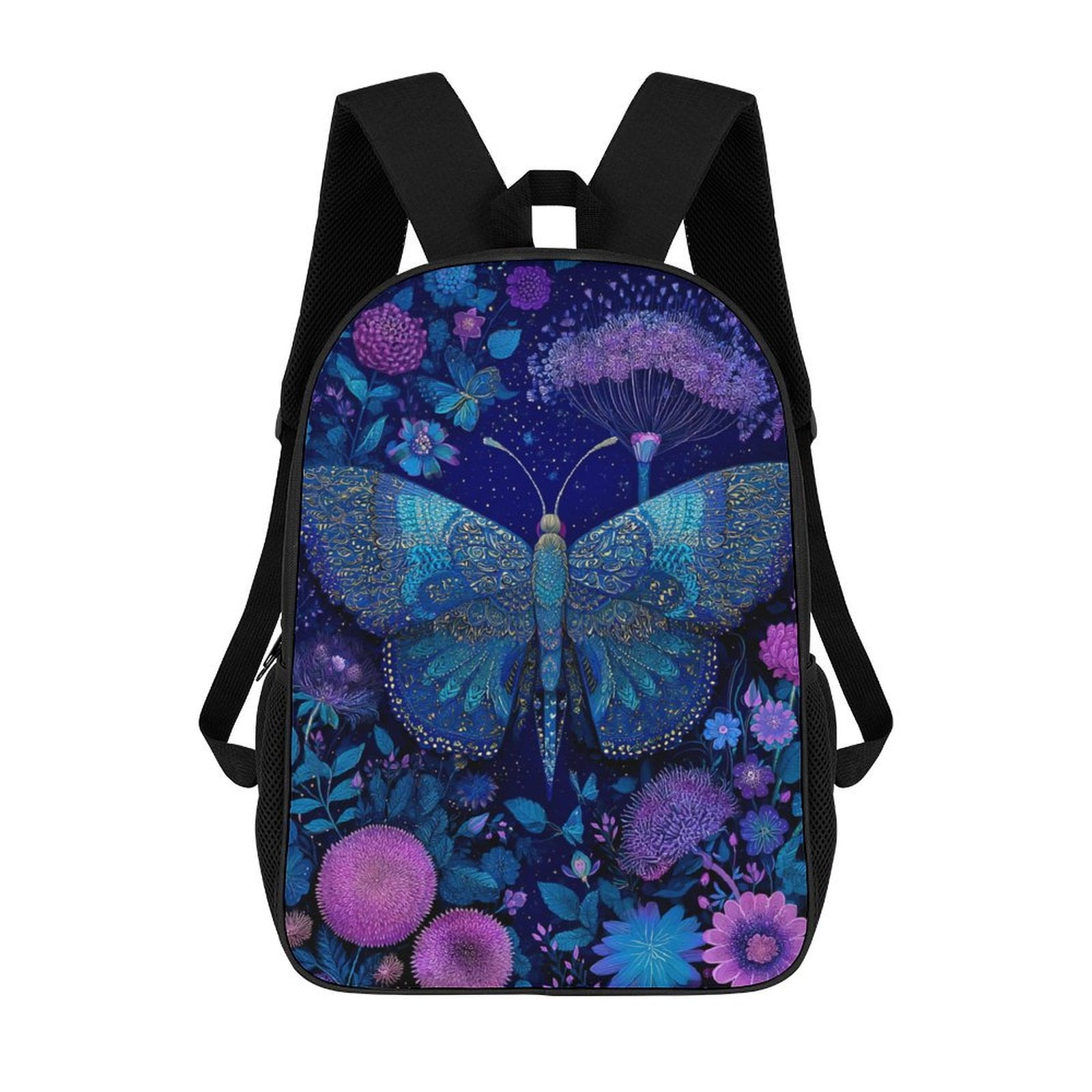 Ornate Butterfly Vibrant Floral Night Garden Backpack Travel Laptop ...
