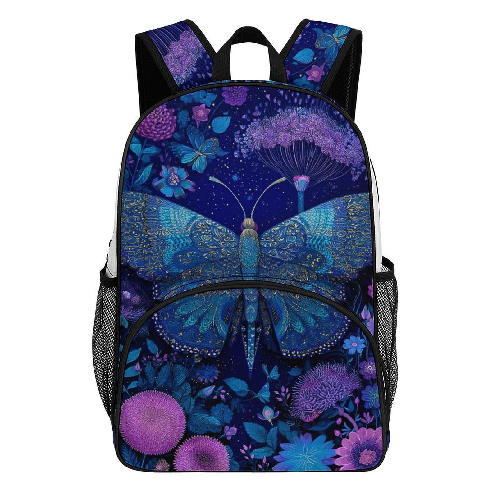 Ornate Butterfly Vibrant Floral Night Garden Backpacks for Backpack for ...