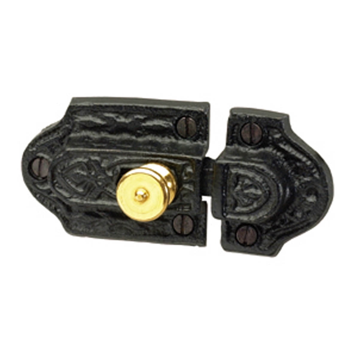 Ornate Cast Iron Slide Kitchen Cabinet Latch Brass Knob Renovators ...
