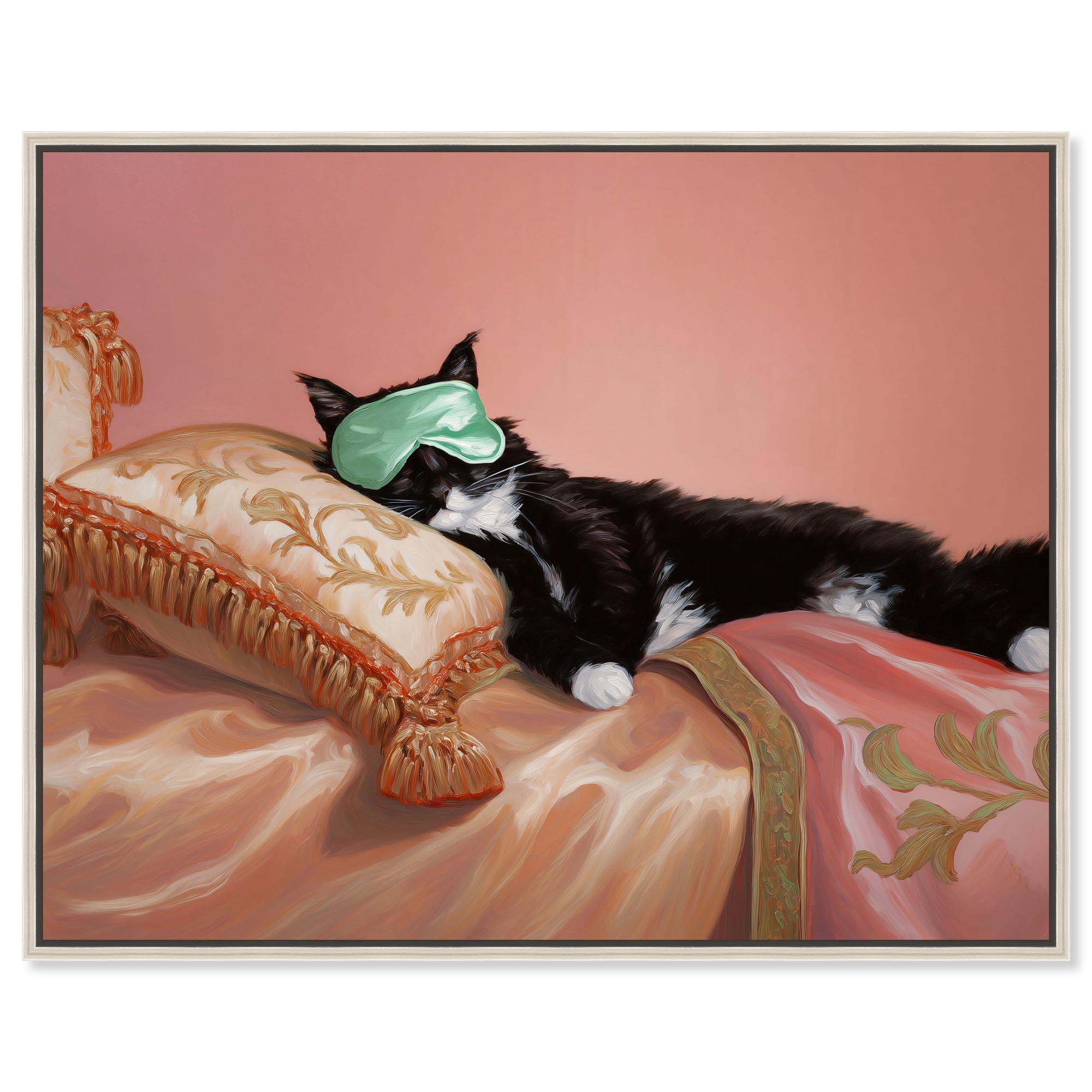 Ornate Catnap Canvas Print Cats Art by Art Remedy, Silver Frame, 45 x ...
