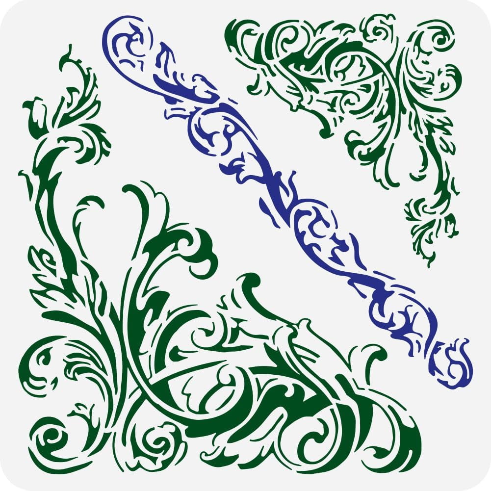 Ornate Corners Stencils 11.8x11.8 inch Corner Art Damask Border ...