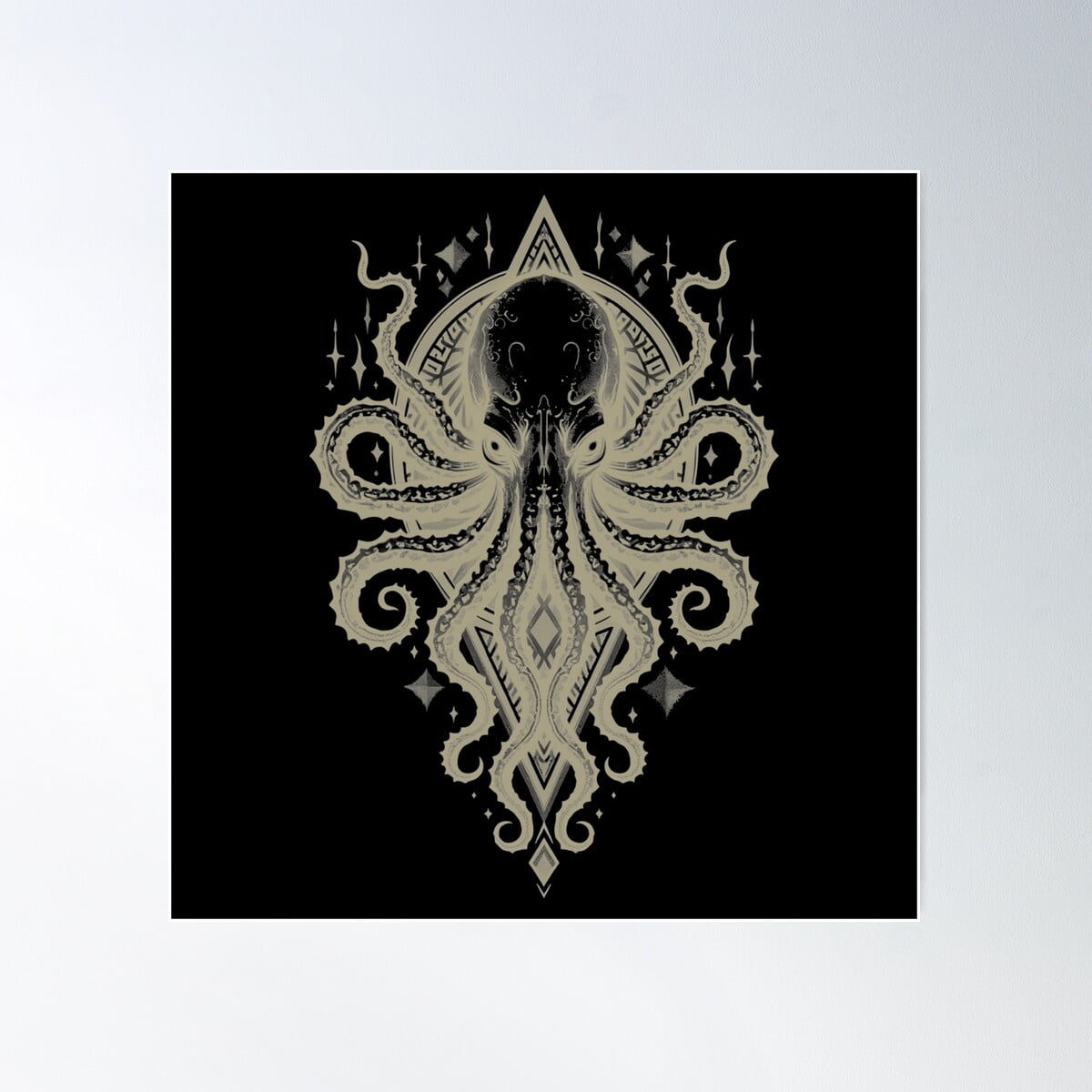 Ornate Cthulhu Emblem In Dark Gothic Style - Light On Dark Theme Poster ...