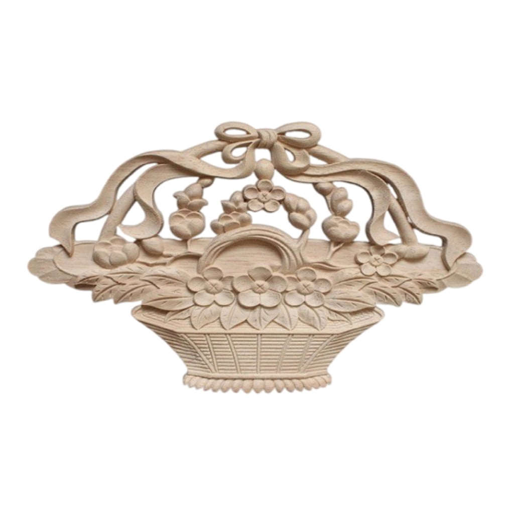 Ornate European Wood Engraving Applique Floral Trim Rubberwood ...