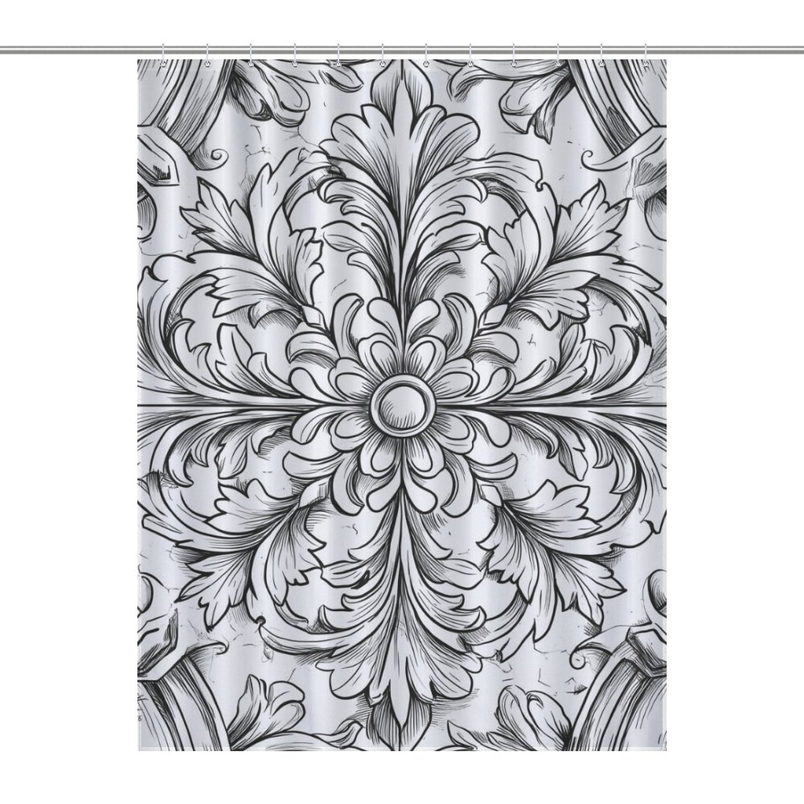 Ornate Floral Baroque Design Pattern Cloth Fabric Bathroom Decor Set ...