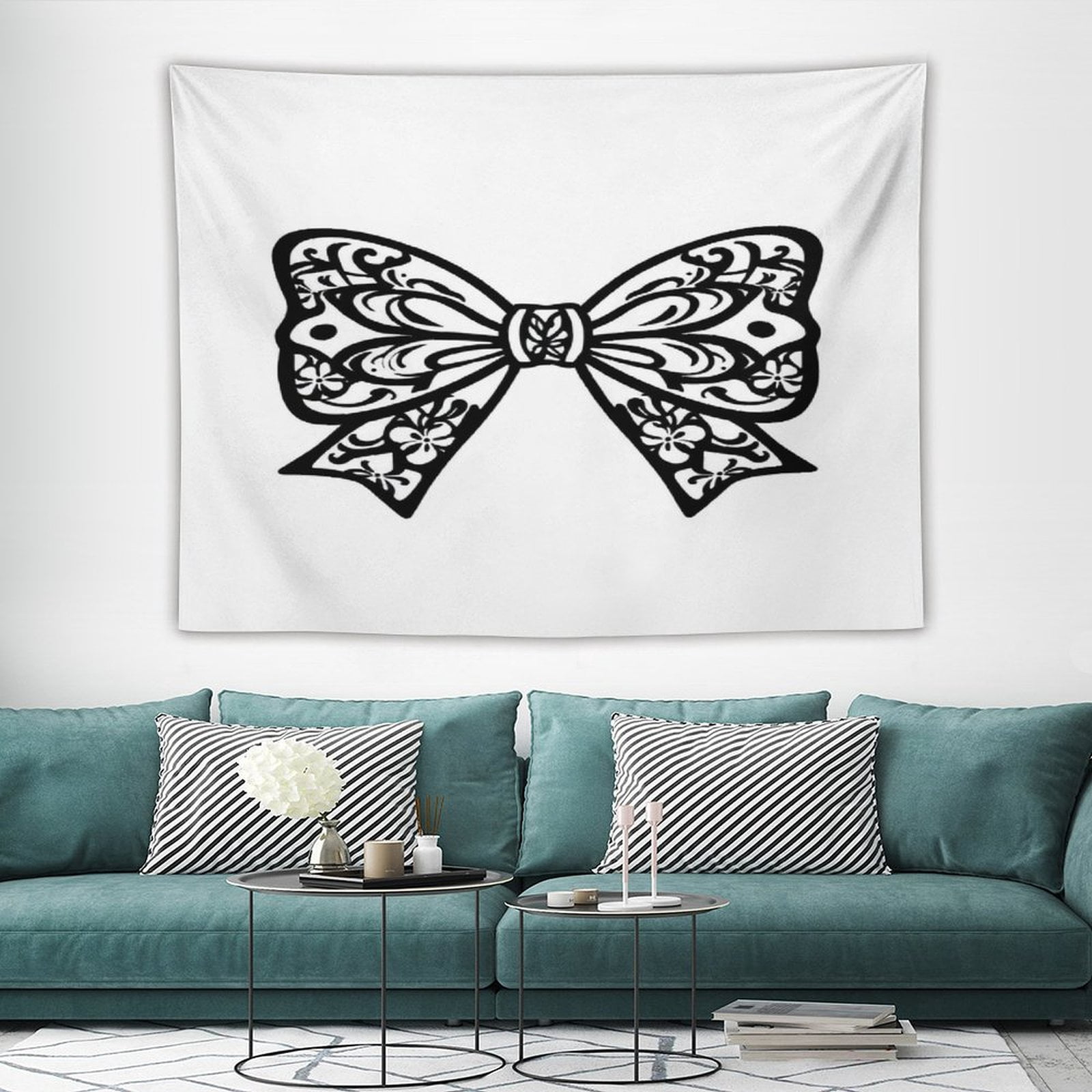 Ornate Floral Bow Wall Tapestry Poster Mall Hanging Background Cloth ...