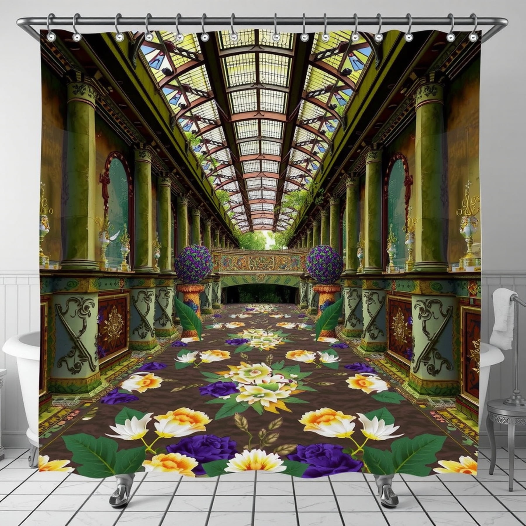 Ornate Hallway Shower Curtain - Botanical Conservatory Design - Walmart.com