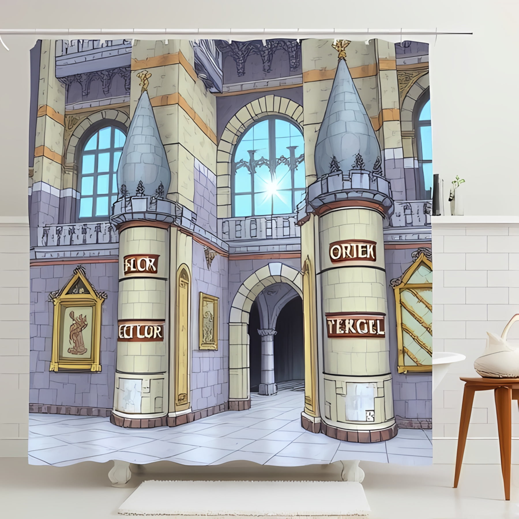 Ornate Medieval Fantasy Shower Curtain Elegant Library/ Design with ...