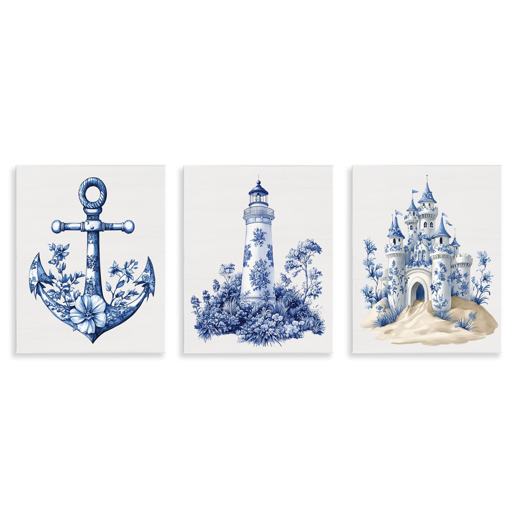 Ornate Nautical Toile Patterns 3 Piece Wall Plaque Art Set, design by ...