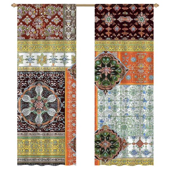 Ornate Patchwork Textile Design Sheer Voile Curtain Window Tulle ...