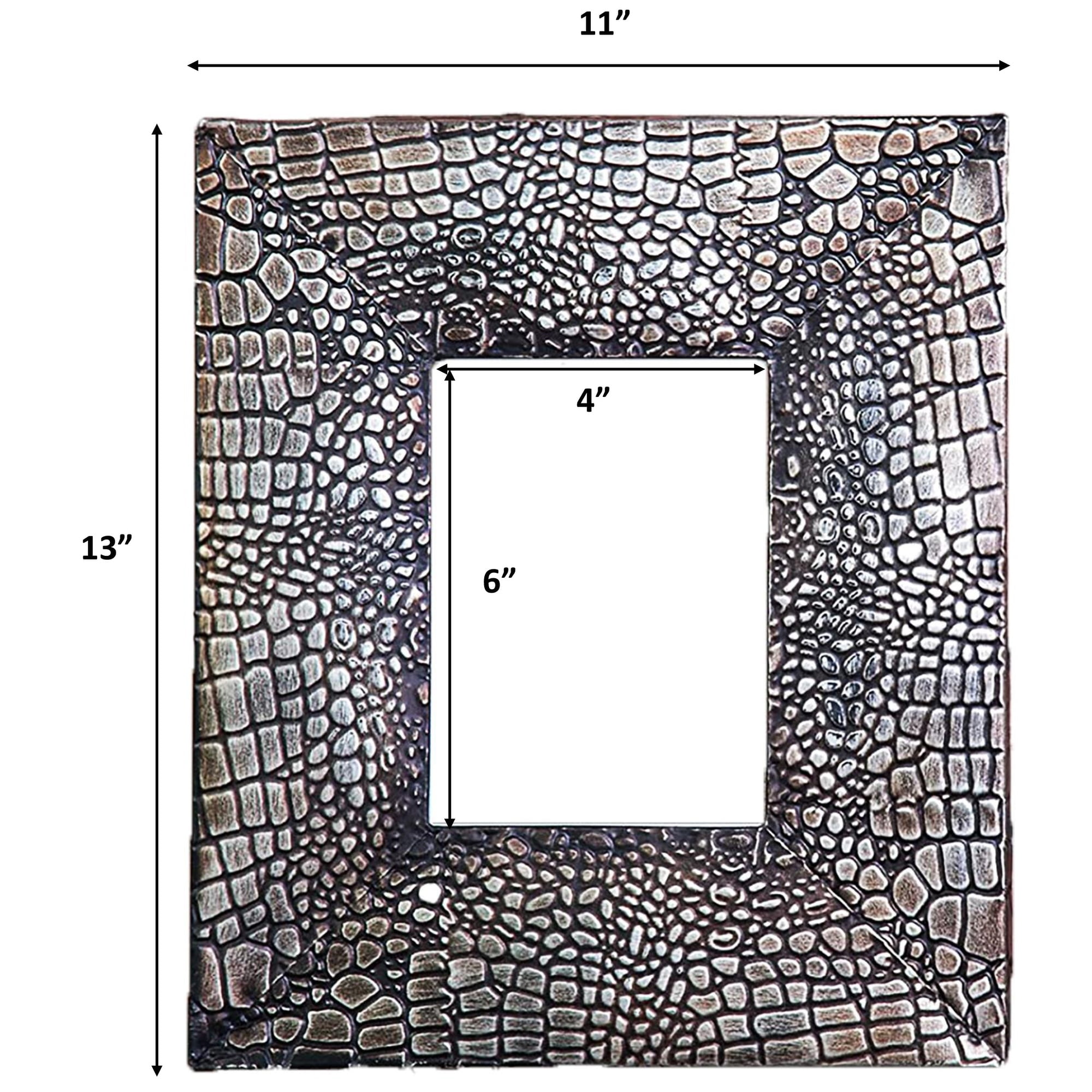 Ornate Rectangle Metal Photo Frame, Imitative Alligator Skin 14"x12 ...