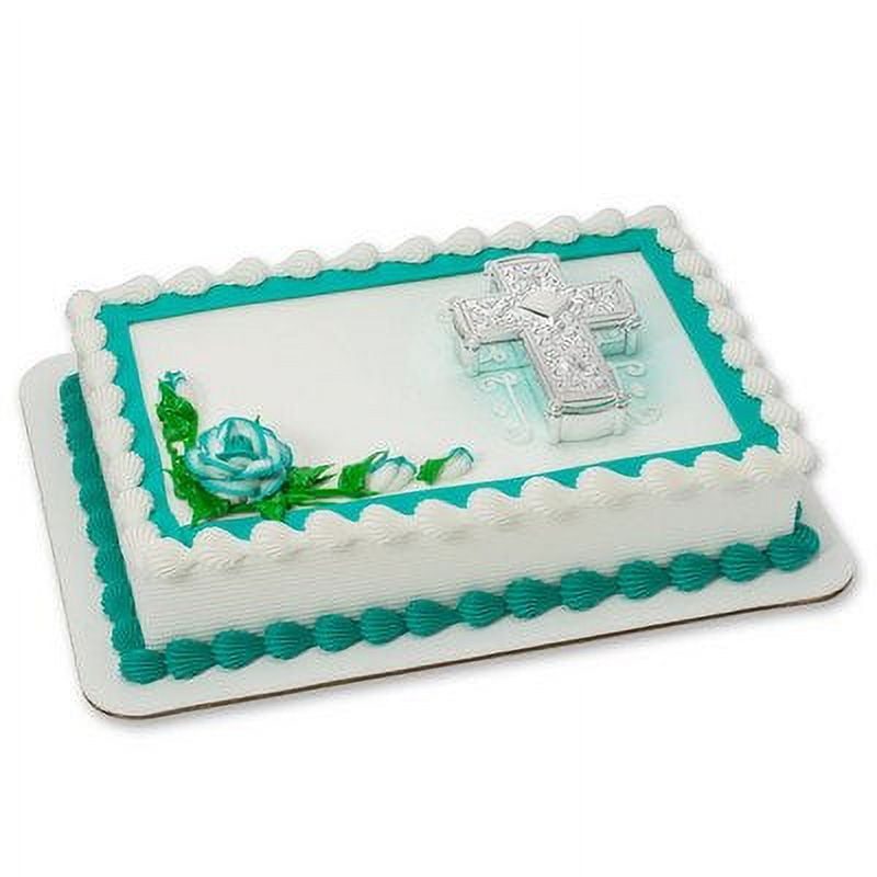 Ornate Silver Cross Box Cake Topper - Walmart.com