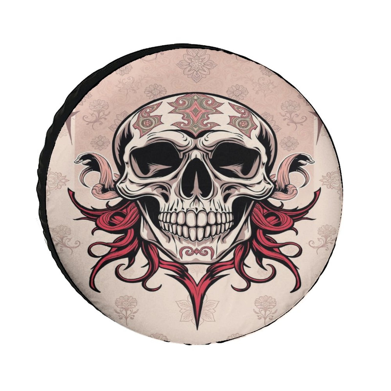 Ornate Skull Floral Design Art Spare Tire Cover Universal Waterproof ...