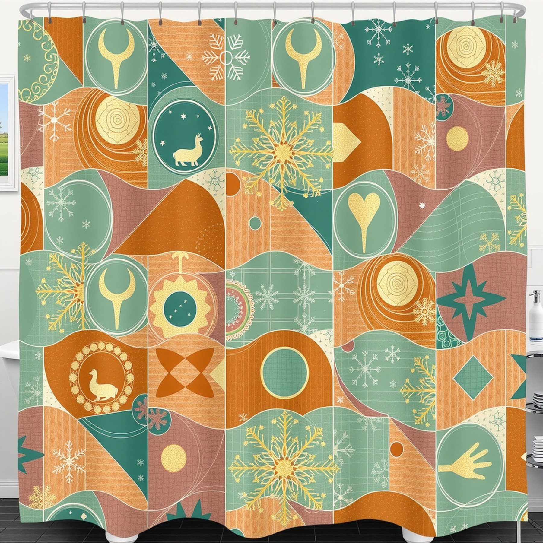 Ornate Soccer Ball Shower Curtain with Gold Accents and Crown - Modern ...