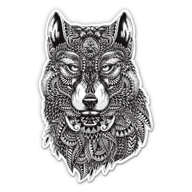 Ornate Tribal Wolf - 12" Vinyl Sticker Waterproof Decal - Walmart ...