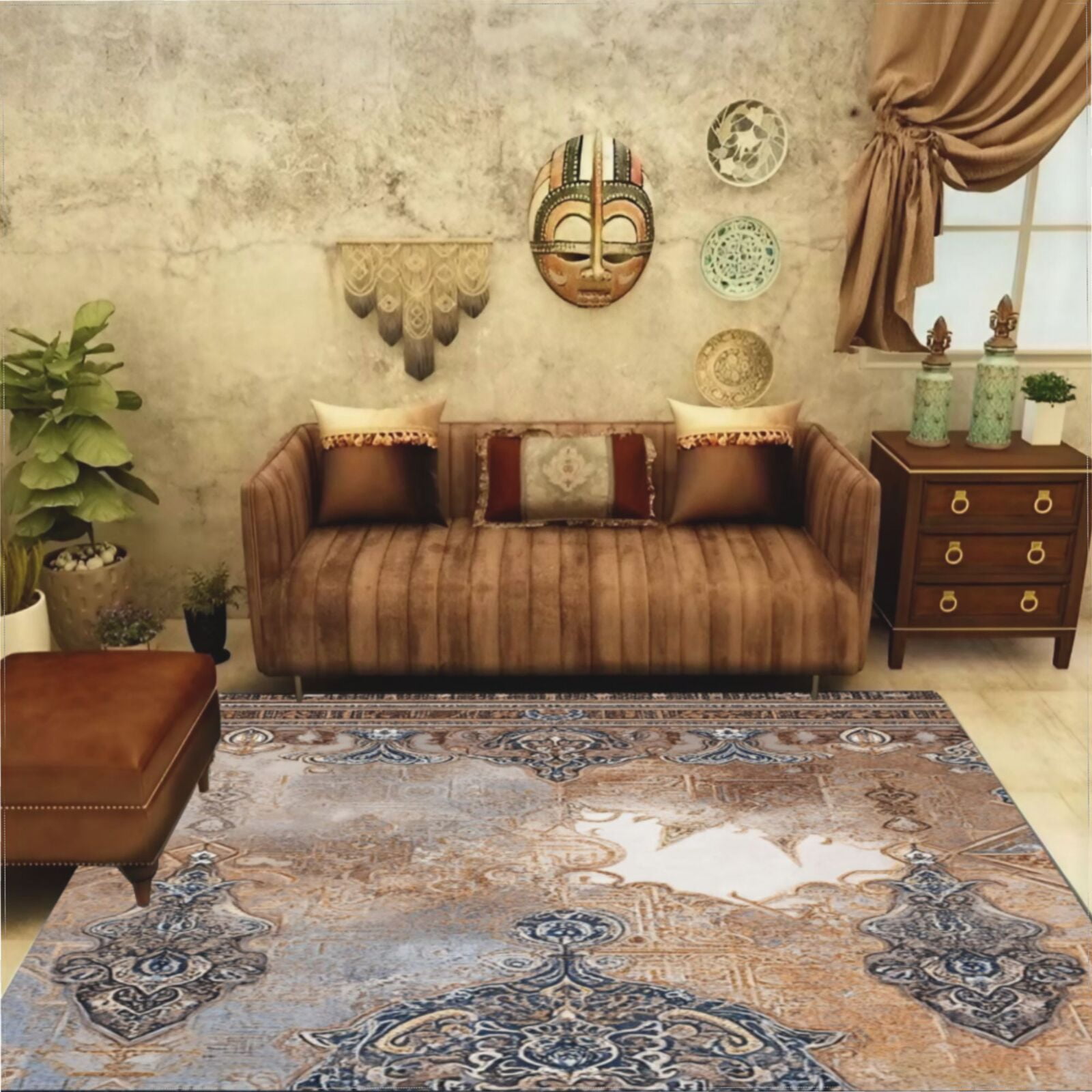 Ornate Vintage Patterned Light Luxury Retro Carpet Large Size Living ...
