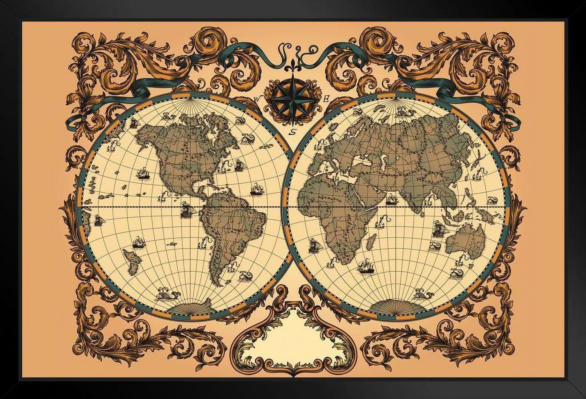 Antique World Travel Map