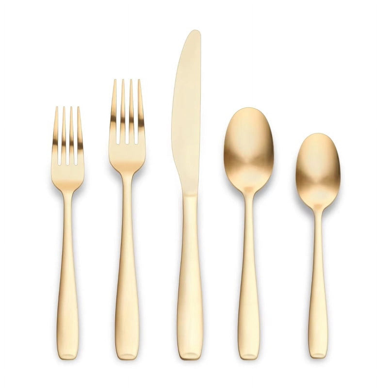 Ornative REMUS Flatware - 18/0 Stainless Steel, Matte-Gold Finish, 20pc ...