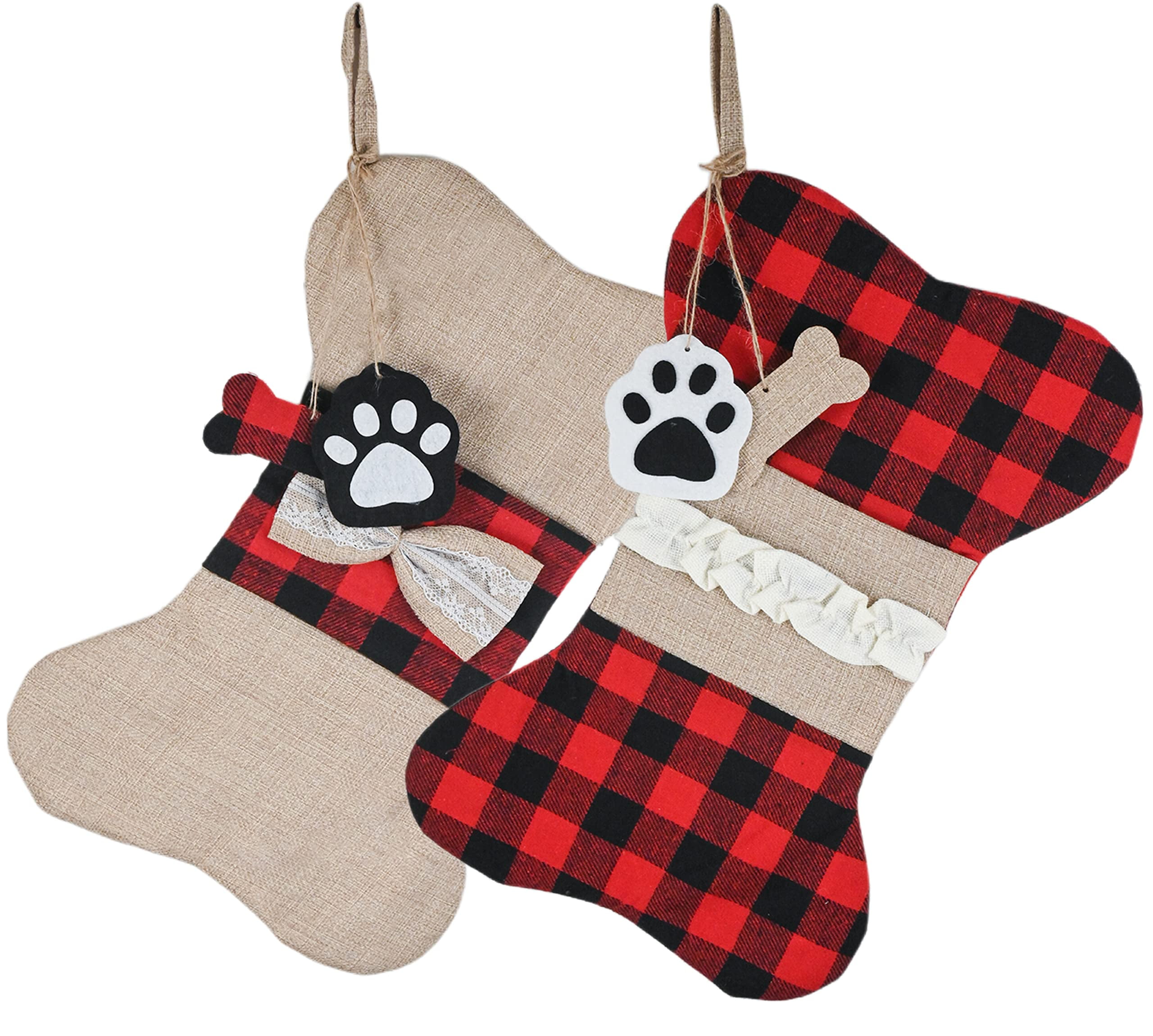 Ornativity Christmas Plaid Pet Stocking - Cute Buffalo Plaid Doggy Bone ...