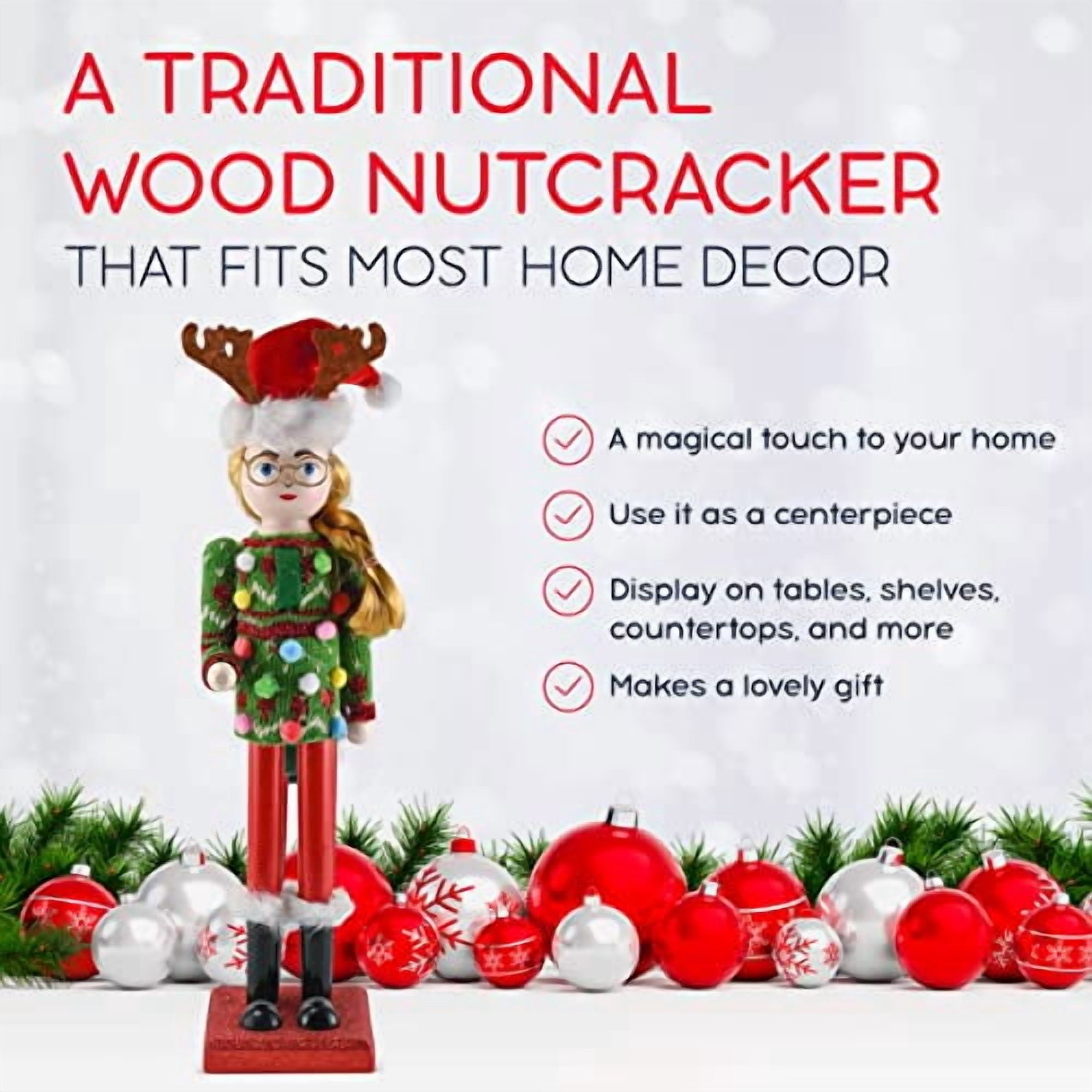 Ornativity Christmas Ugly Sweater Nutcracker – Red and Green Wooden ...