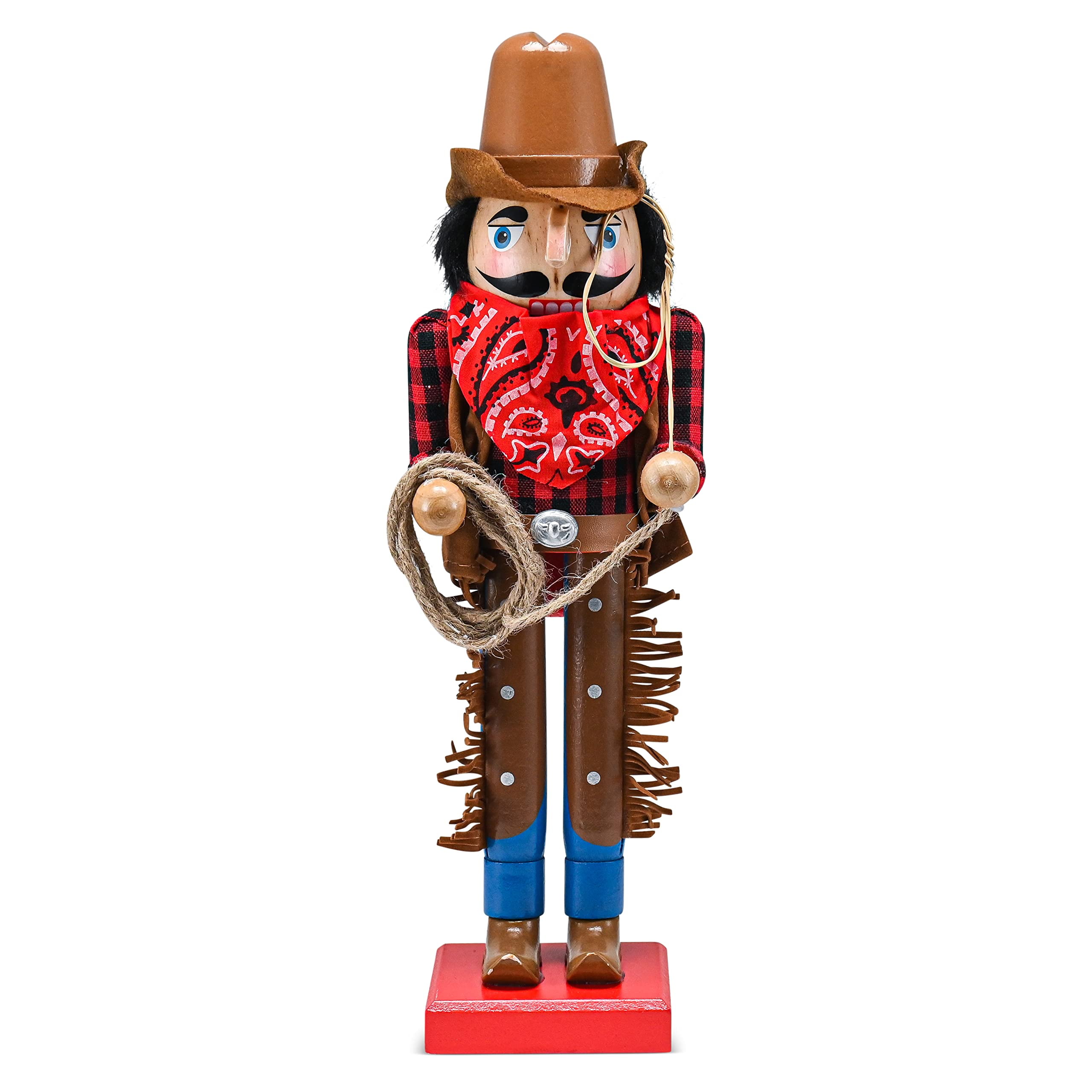 Ornativity Christmas Western Cowboy Nutcracker Brown, Red Wooden Cowboy ...