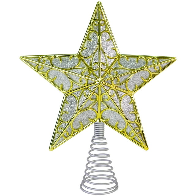 Ornativity Gold Glitter Star Tree Topper-Christmas Sparkle Filled Metal ...