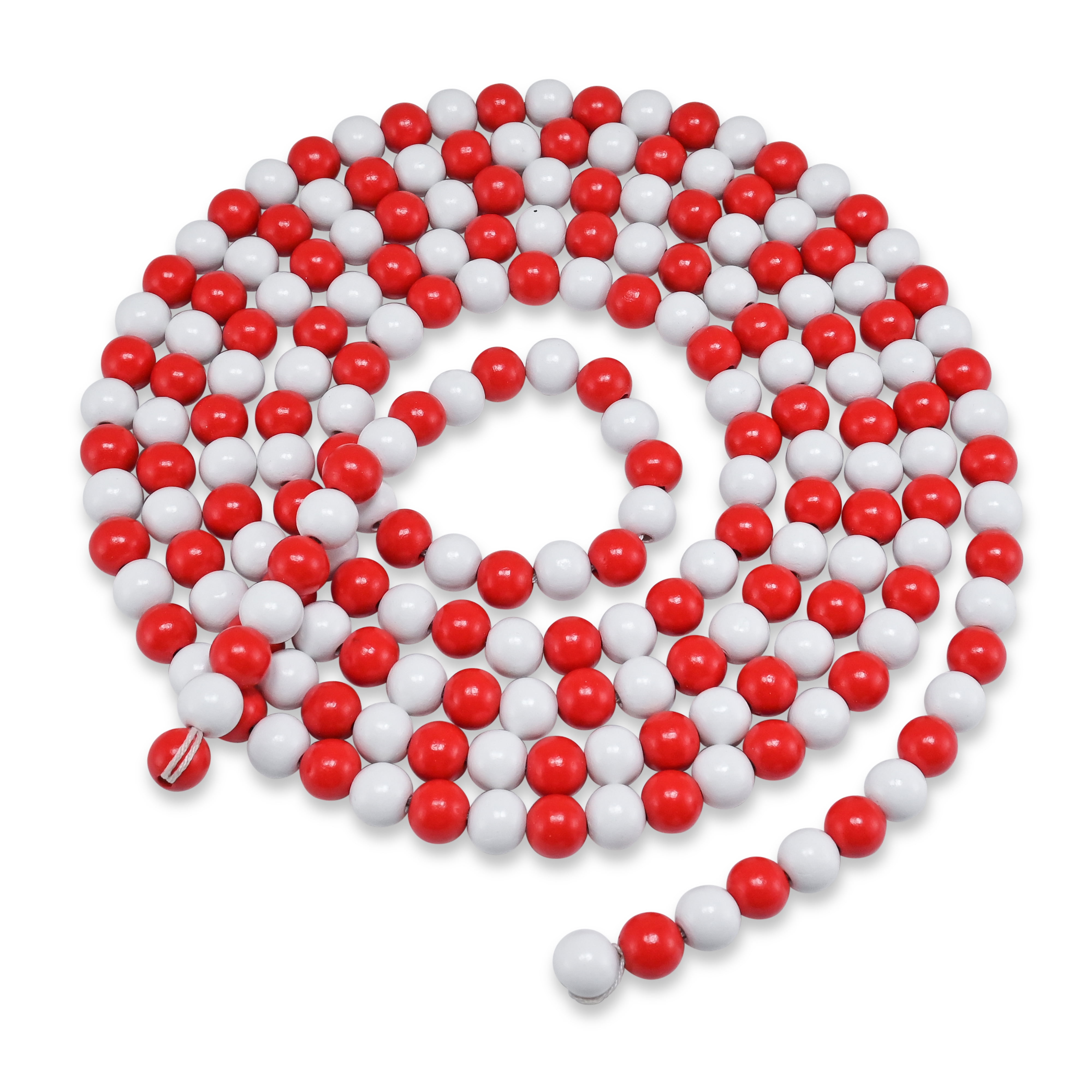 Ornativity Farmhouse Christmas Red and White Wood Bead Decorations ...