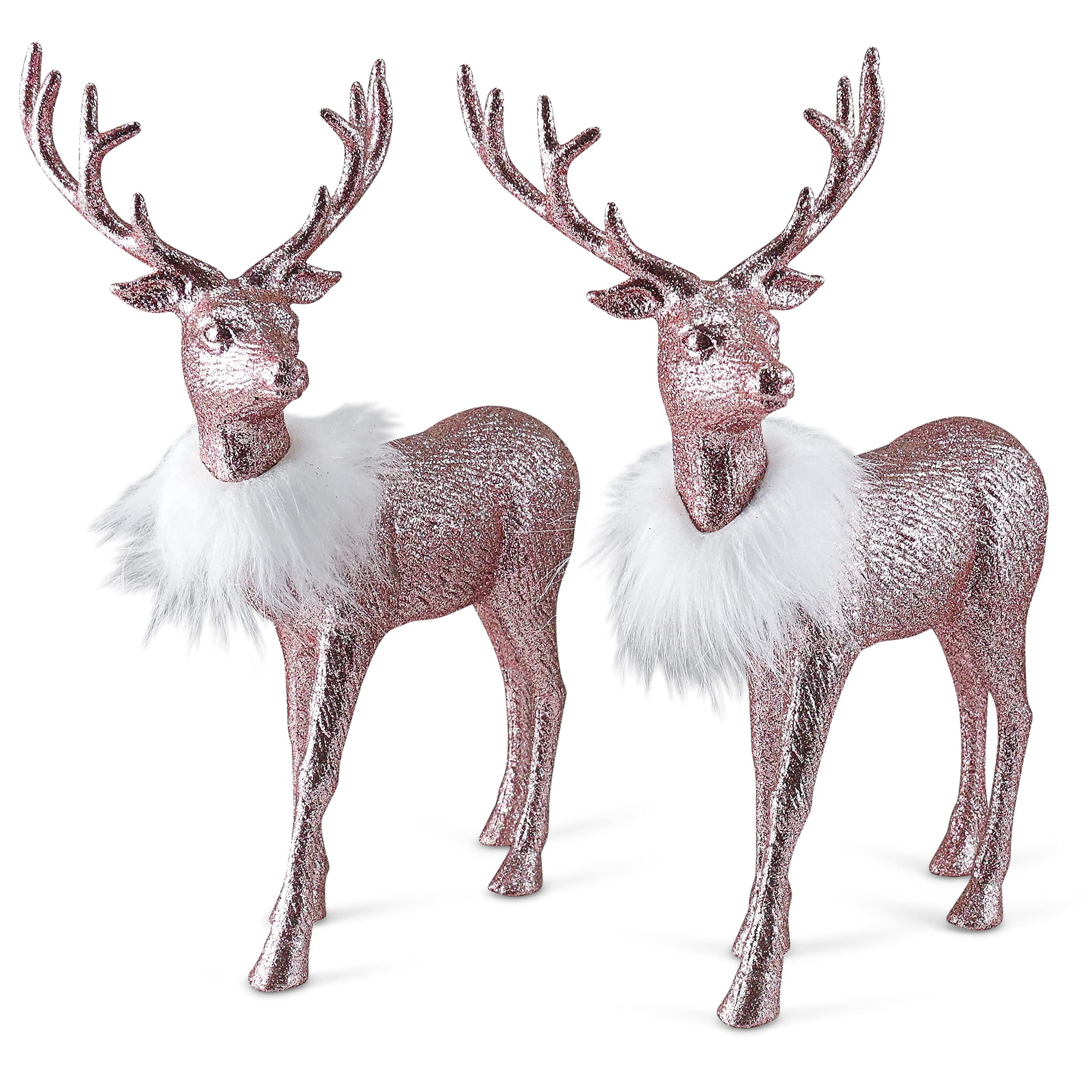 Ornativity Rose Glitter Christmas Reindeer Holiday Party Rose Gold Wood ...